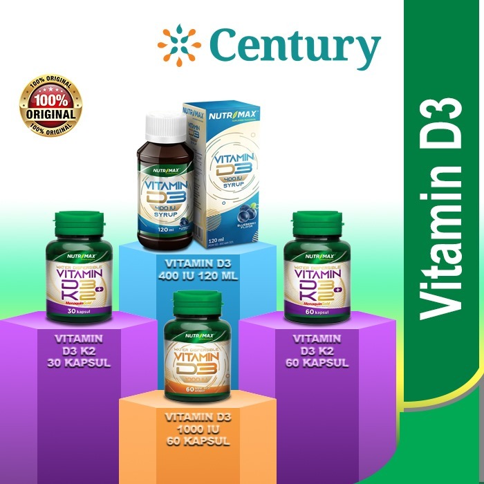 Jual Nutrimax Vitamin D3 400 IU 120 tablet/D3 400 iu sirup/D3 100 IU/D3 ...