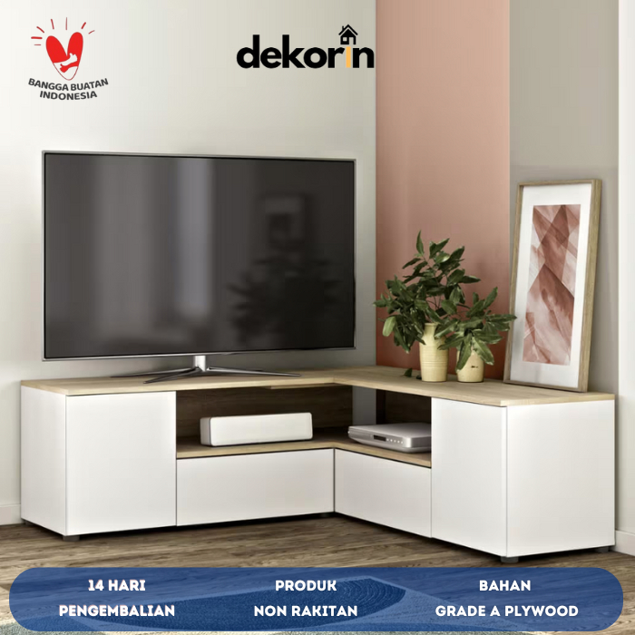 Jual Meja TV Model L 90 cm x 90 cm Minimalis Modern Non Rakitan ...