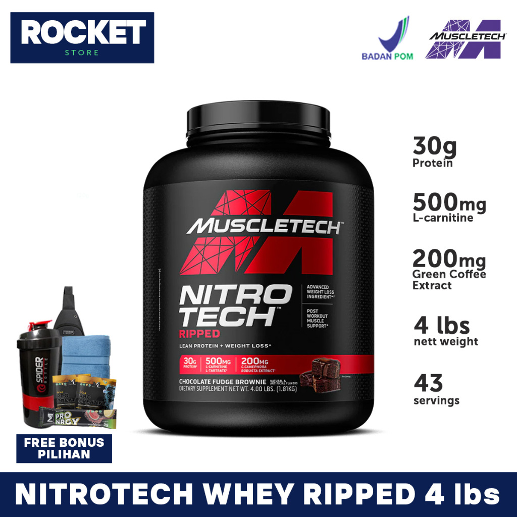 Jual Muscletech Nitrotech Ripped 4 lbs Lean Whey Protein with Fat ...