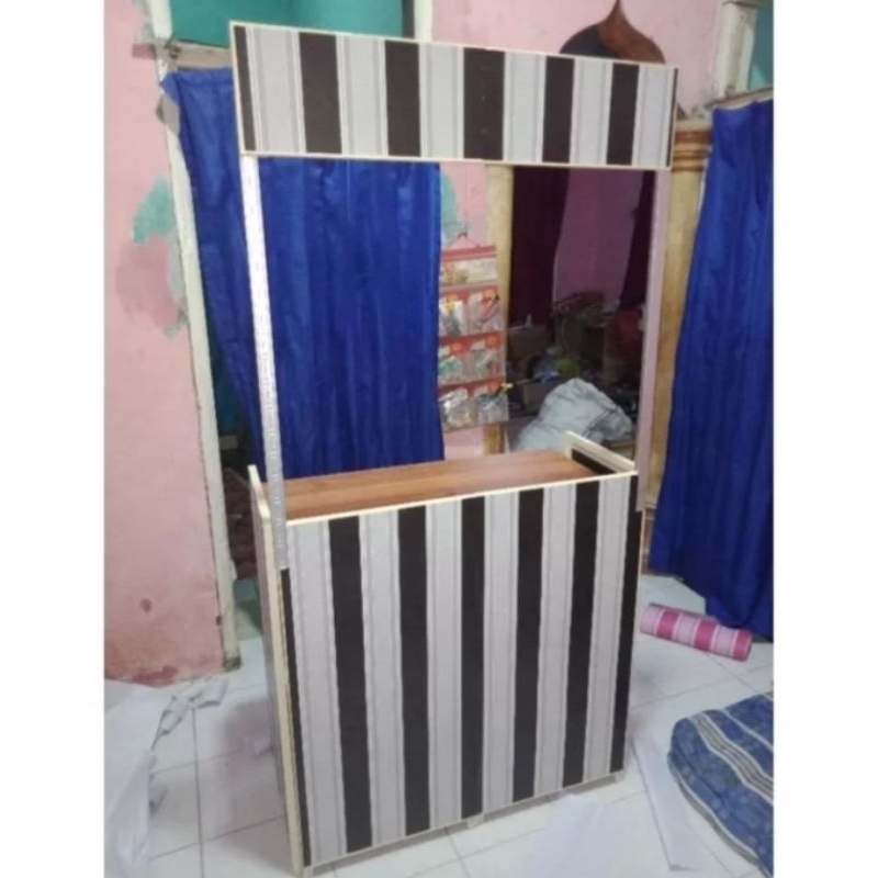 Jual meja dagang portable lipat 2rak polosan + papan menu | Shopee ...