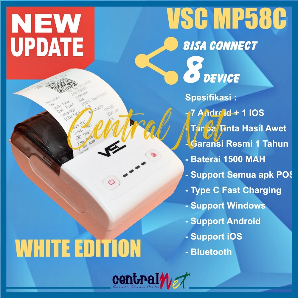 Jual PRINTER THERMAL BLUETOOTH MP-58C RPP02 58MM SUPPORT MOKA ALAMAT ...