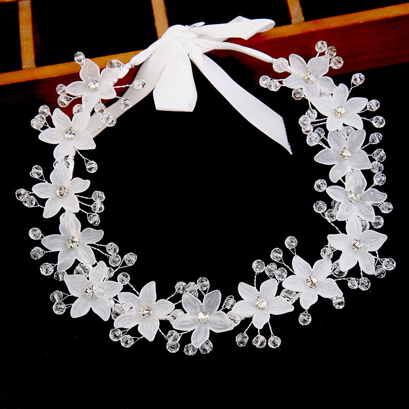 Jual COD⭐Silky Bandana Mutiara Bunga Putih Headpiece Hiasan Hijab ...