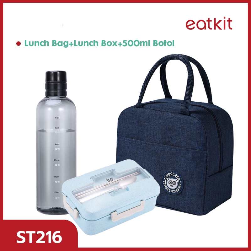 Jual Eatkit Lunch Box Set Kotak Bekal Makan Jerami Gandum Paket kotak ...
