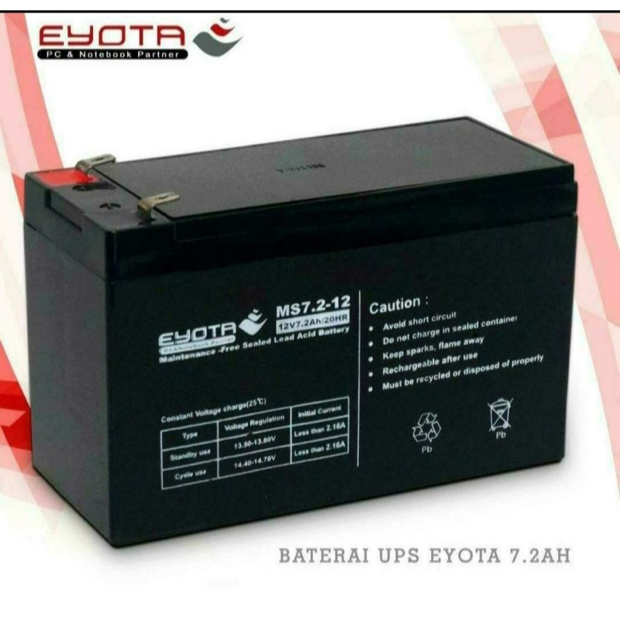 Jual Baterai UPS Eyota 12v - 7.2Ah Aki Kering 12 Volt 7.2Ah Charger Battery | Shopee Indonesia
