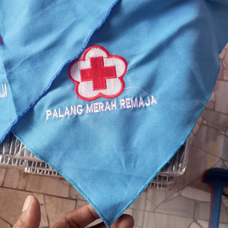 Jual Slayer syal PMR biru bordir bahan kain super halus katun UK SMA ...