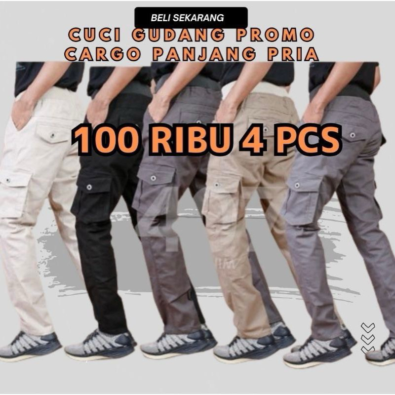 Jual PROMO!!! 100 Ribu Dapat 4 Pcs YANG LAGI HITS Celana Cargo Panjang ...