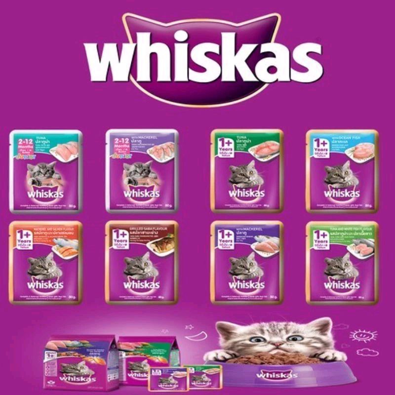 Jual WHISKAS cat wet food pouch/sachet 80g all varian | Shopee Indonesia