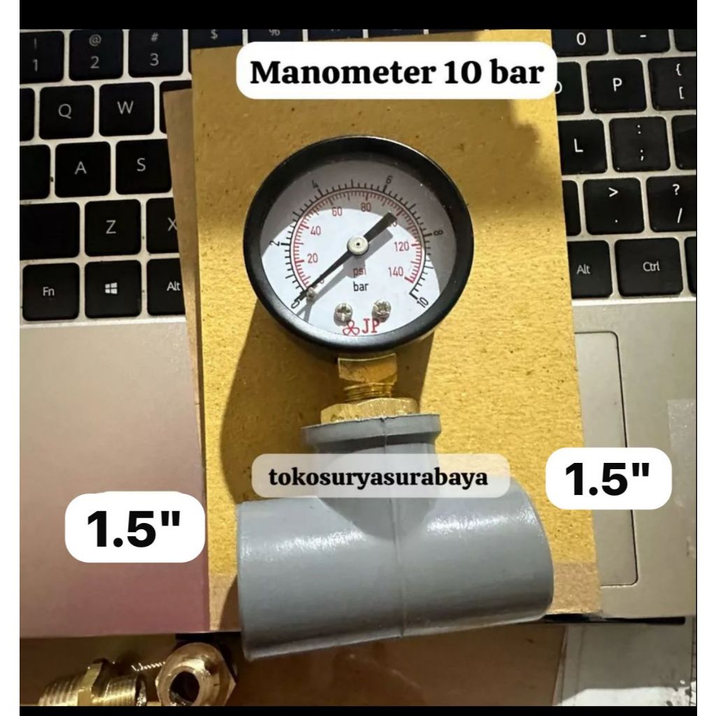 Jual Manometer 1,5" Test Tekanan Pompa 11/2" Pipa Manometer 10 bar ...