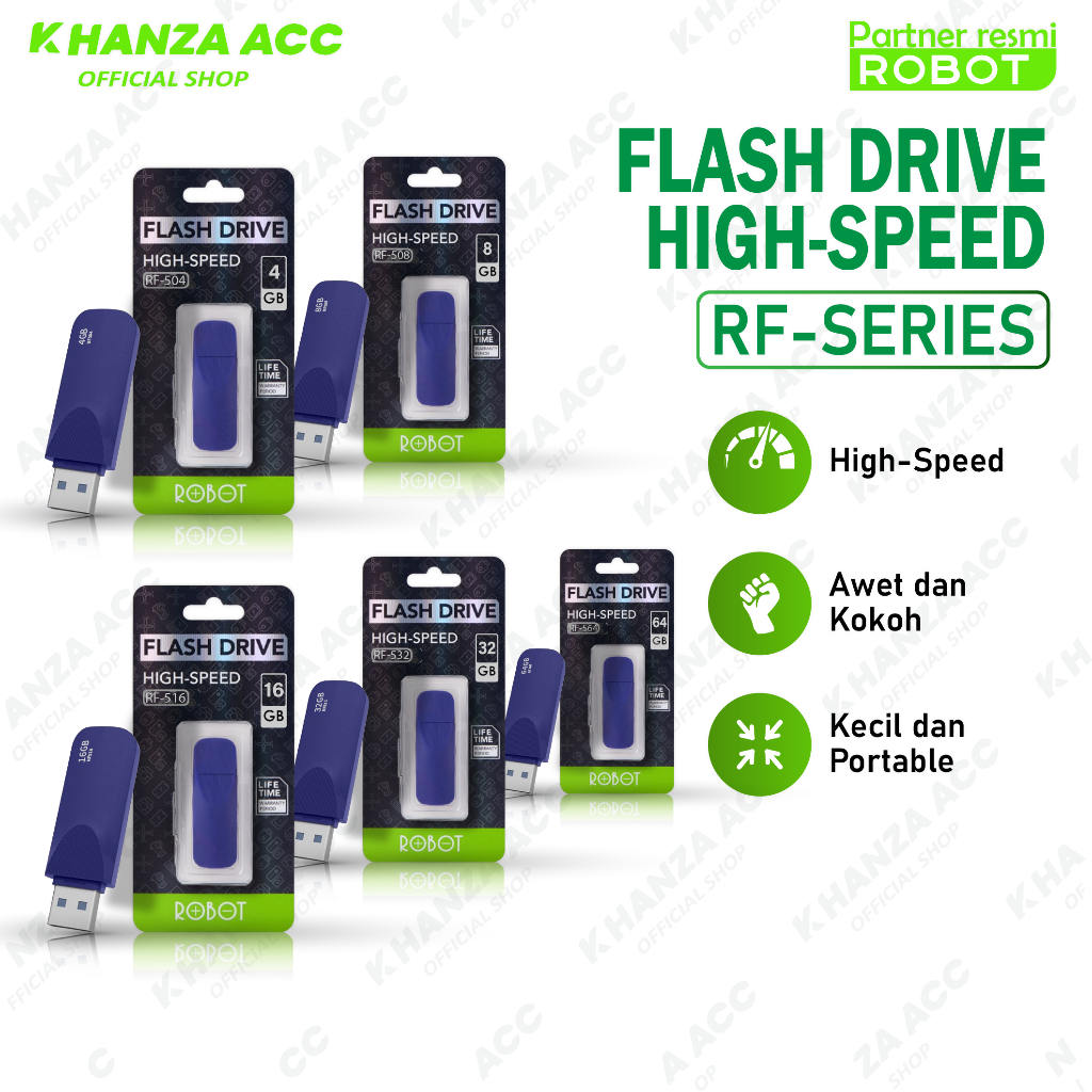 Jual KHANZAACC FLASHDISK ROBOT 4GB / 8GB / 16GB / 32GB / 64GB Biru ...
