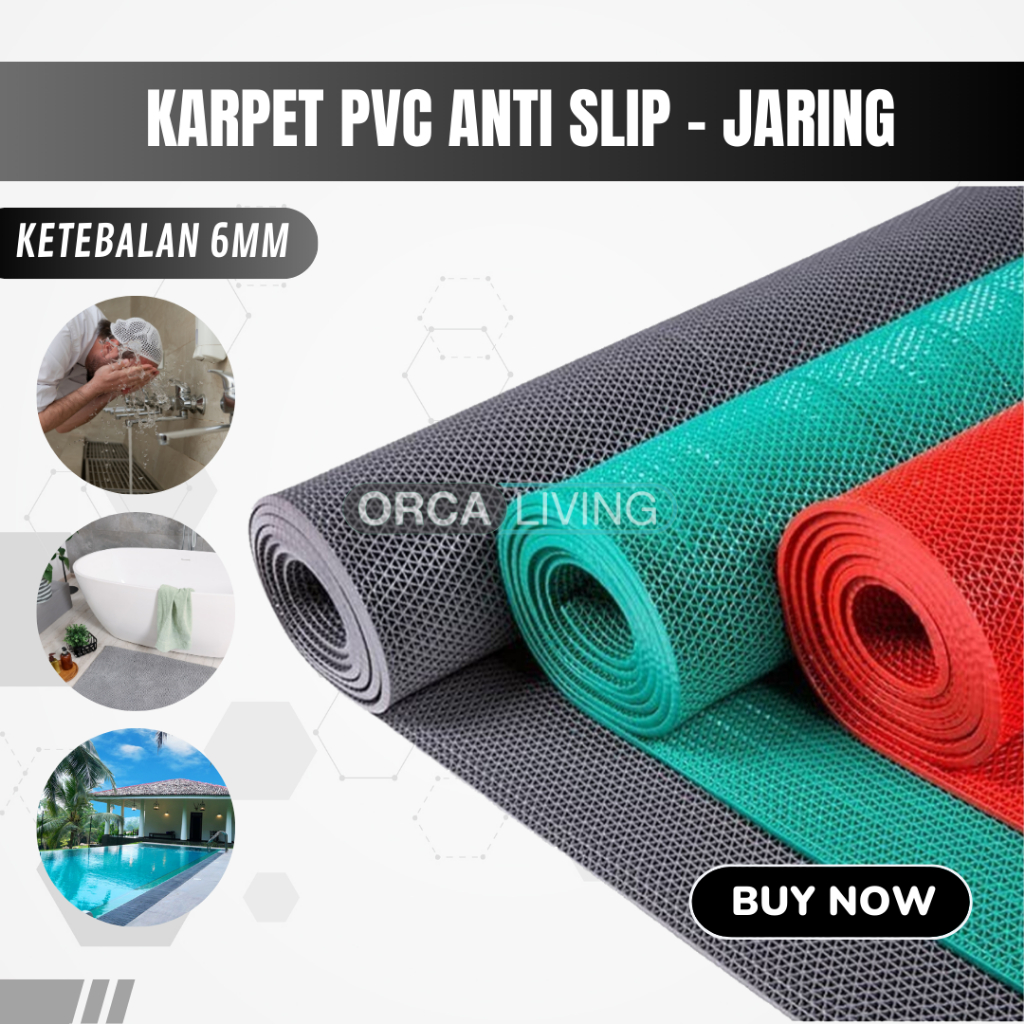 Jual Keset Karpet PVC Anti Slip Jaring 200x120 / Kamar Mandi / Wudhu ...