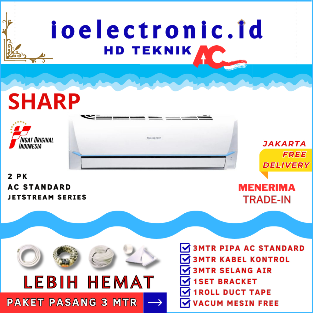 Jual AC SHARP 2 PK AH-A18SAY MADE IN THAILAND PAKET PASANG MURAH ...