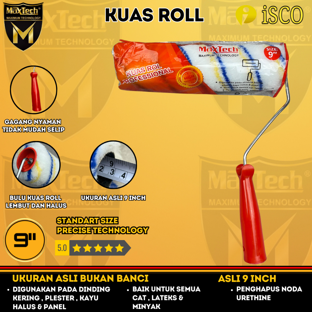 Jual Kuas Roll Tembok 9" Satllion/ maxtech KUAS CAT / KUAS ROLL BESAR 9 ...