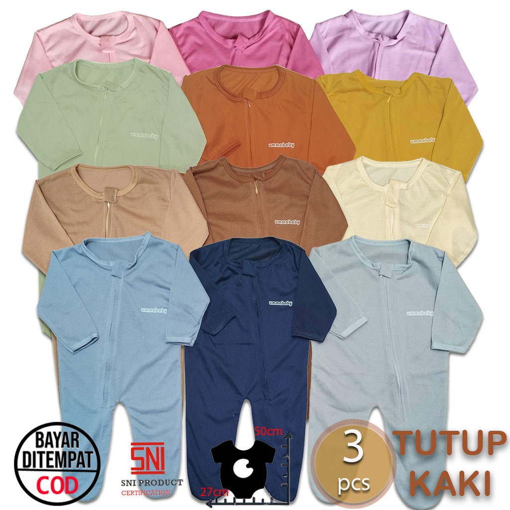 Jual ummababyshop 3 pcs Sleepsuit Bayi Baru Lahir Tutup Kaki Romper ...