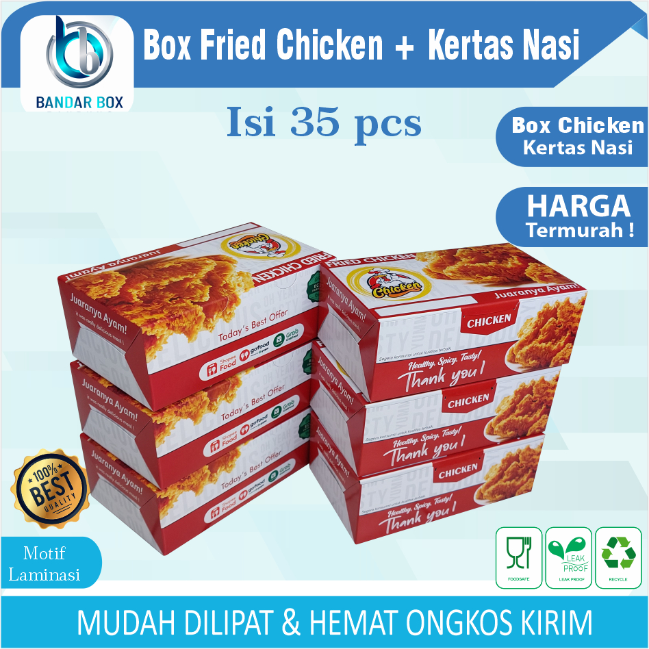 Jual Box Fried Chicken + Kertas ivory Nasi Kotak Ayam Lunc Box Paper ...