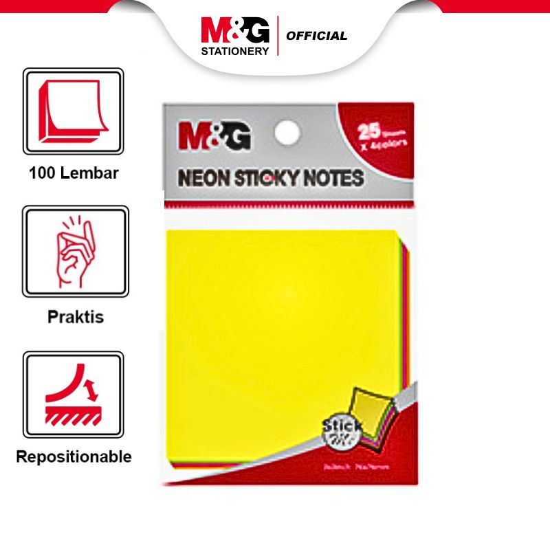 Jual M&G Sticky Notes 100 sheet / Colorful Sticky Notes / Neon Color ...