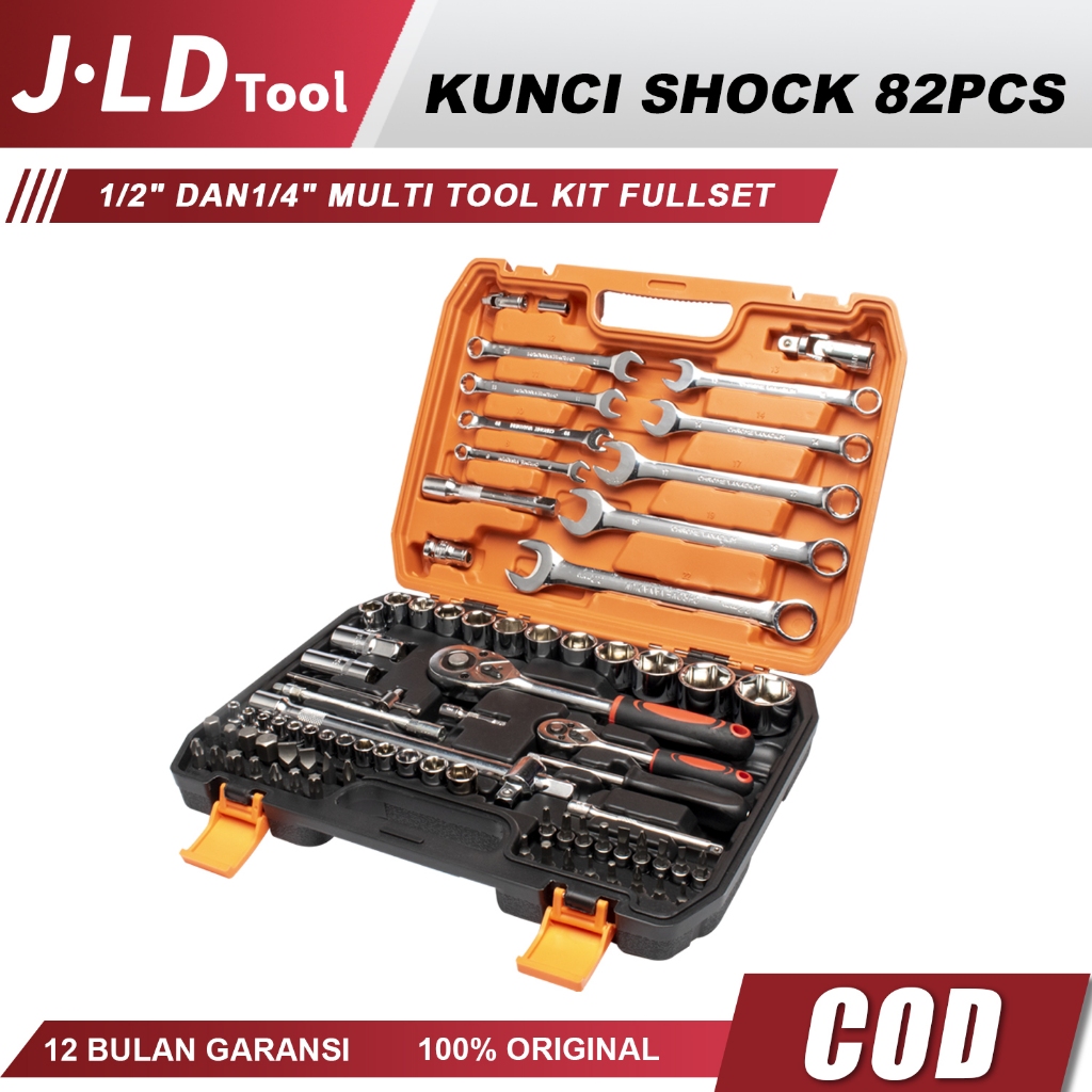 Jual JLD 82PCS Tool Kit Kunci Shock Fullset 1/2" dan 1/4" Alat Kunci ...