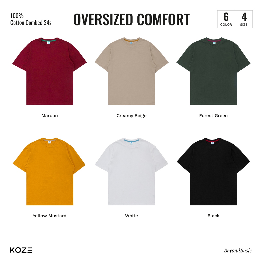 Jual KOZE - Oversized Comfort Premium Combed 24S LARGE SIZE T-shirt ...