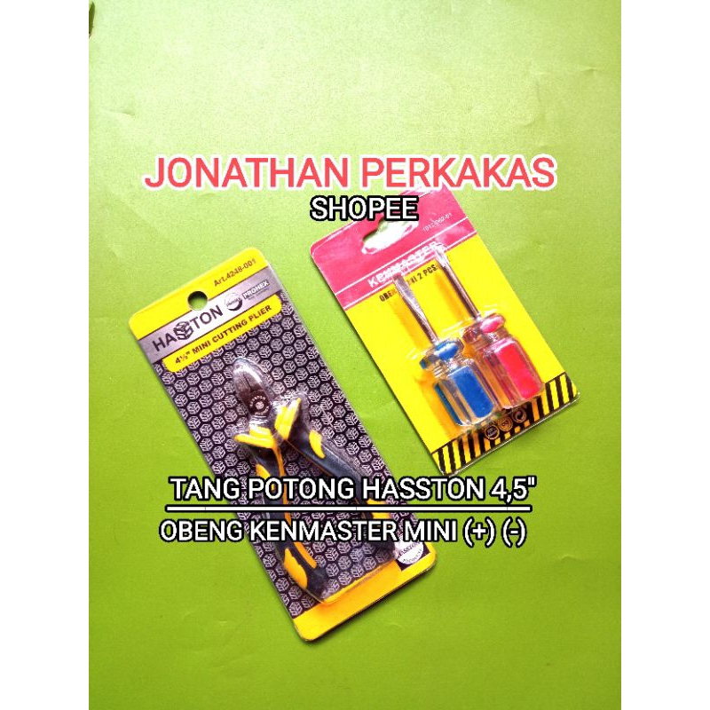 Jual paket tang mini hasston 4,5"+obeng mini kenmaster(+) (-) | Shopee ...