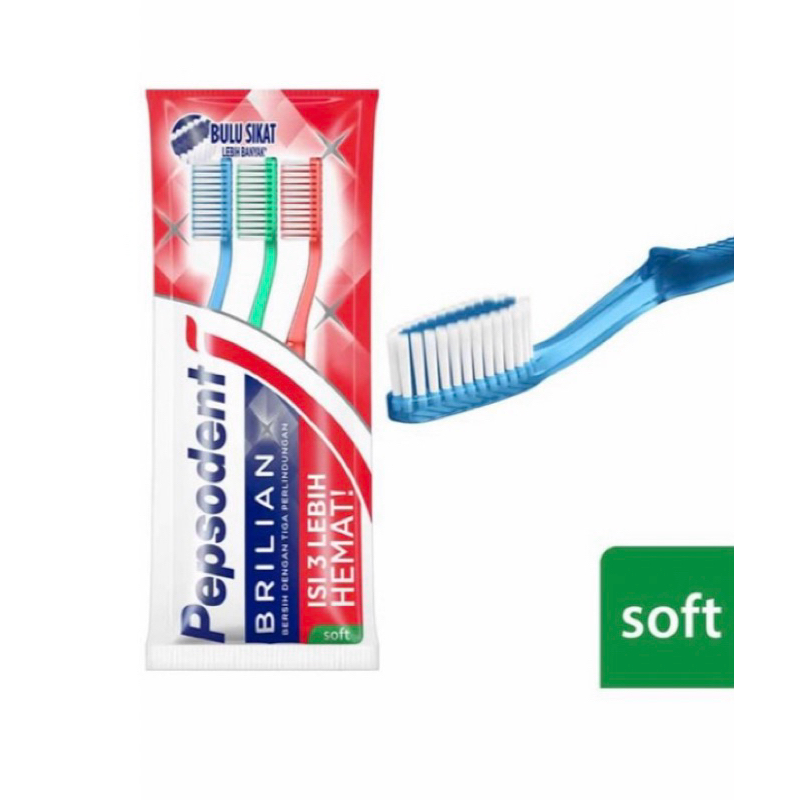 Jual Pepsodent Sikat Gigi Brilian / Triple Clean (isi 3) | Shopee Indonesia