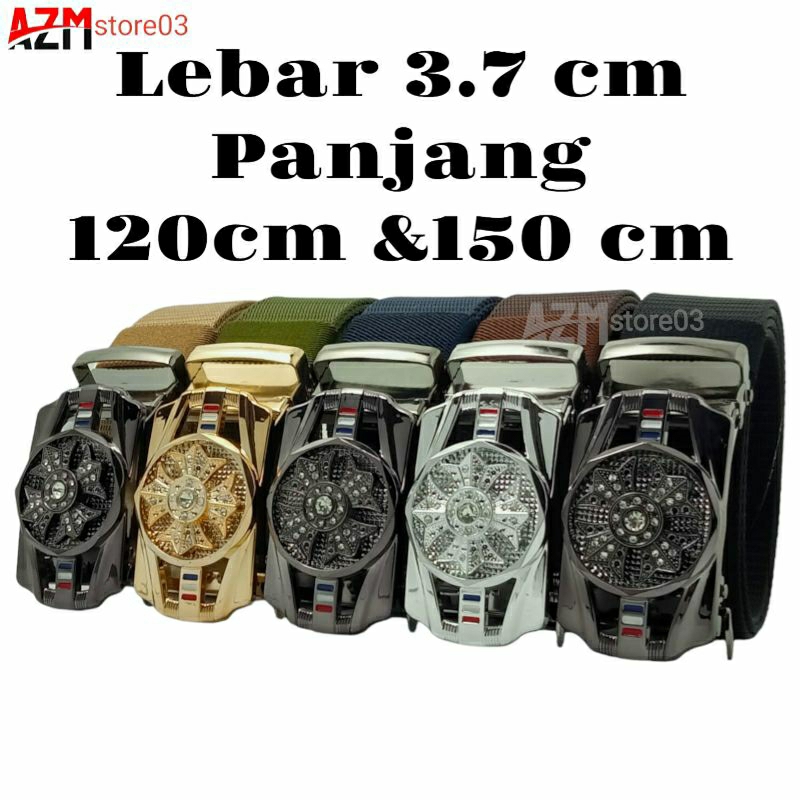 Jual sabuk ikat pinggang pria wanita kanvas nilon gesper model kincir ...
