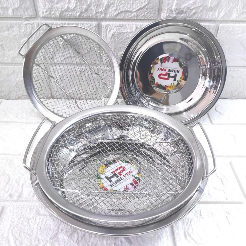 Jual 1set piring tiris minyak saringan minyak bulat stainless / alat ...