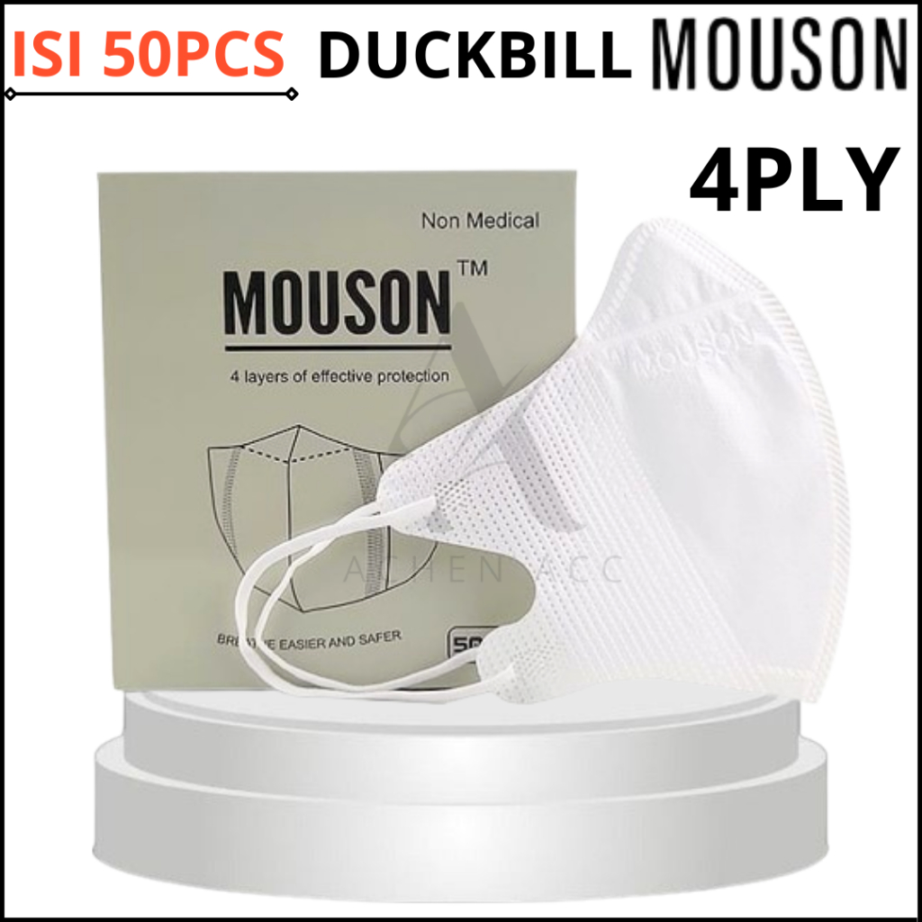 Jual Masker Duckbill Mouson 4Ply 1Box isi 50Pcs Duckbill Mouson Putih ...