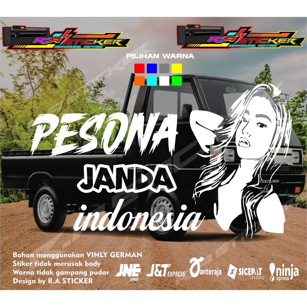 Jual stiker kaca samping pick up all tipe mobi lstiker cutting pesona janda indonesia | Shopee ...