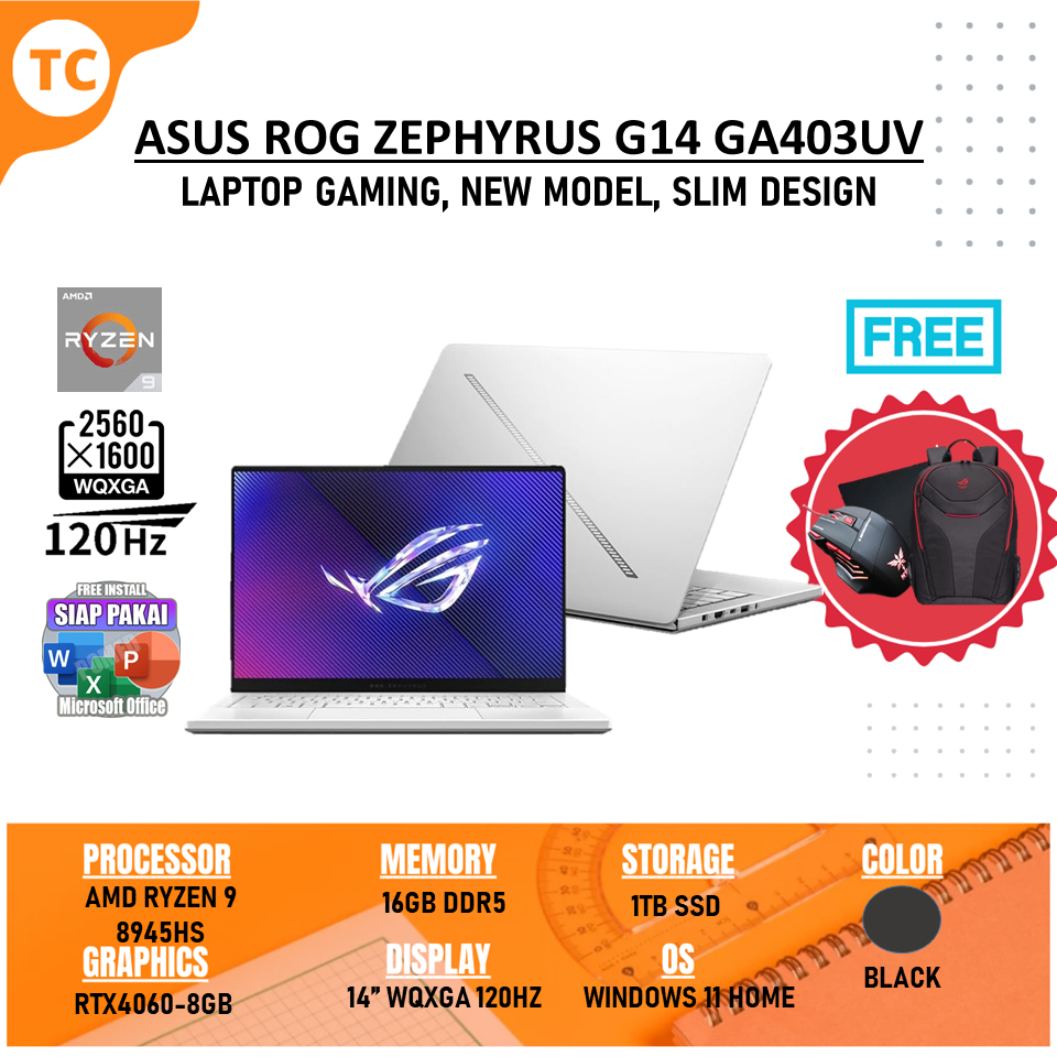 Jual LAPTOP EDITING ASUS ROG ZEPHYRUS G14 GA403UV AMD RYZEN 9 8945HS ...