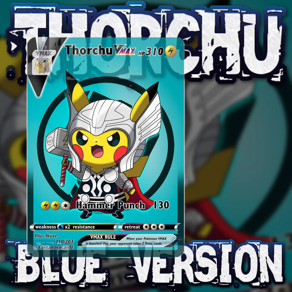 Jual KARTU POKEMON TCG HOLOGRAM SPECIAL SUPERHERO - THORCHU BLUE ...