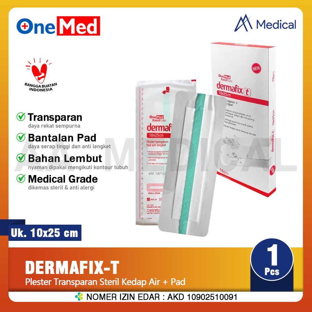 Jual ONEMED Dermafix-T Plester Luka Transparan Anti Air 10cm x 25cm ...