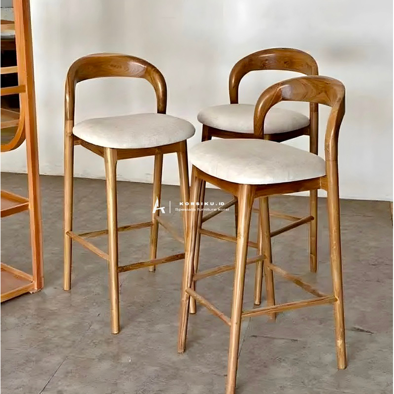 Jual Kursi Bar Kayu Jati Kursi Bar Minimalis Kursi Cafe Kursi Estetik ...