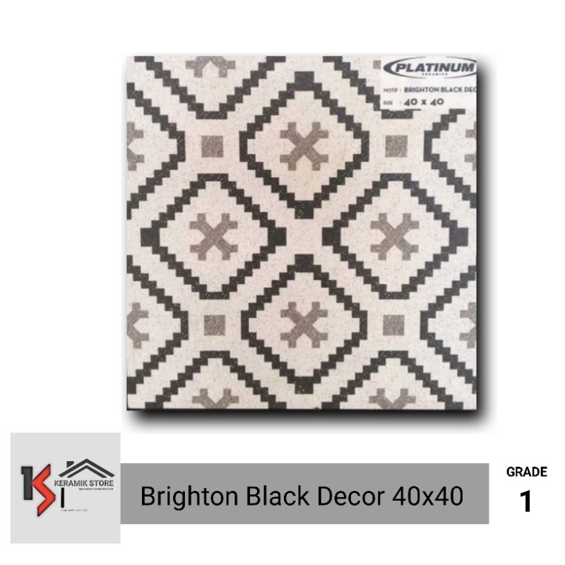 Jual Keramik 40x40 Motif Batik / Platinum Brighton Black Decor 40x40 ...