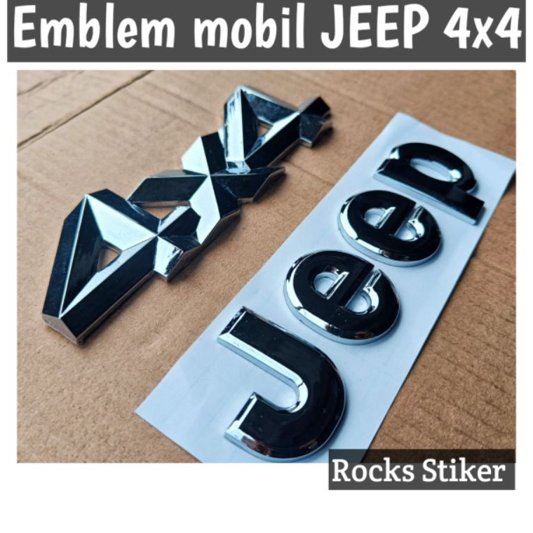 Jual Barang Pilihan Emblem logo mobil tulisan JEEP 4x4 warna CHROME ...
