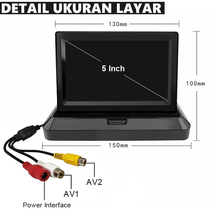 Jual Layar Monitor Parkir Mobil Rear View TFT LCD Foldable 5 Inch ...