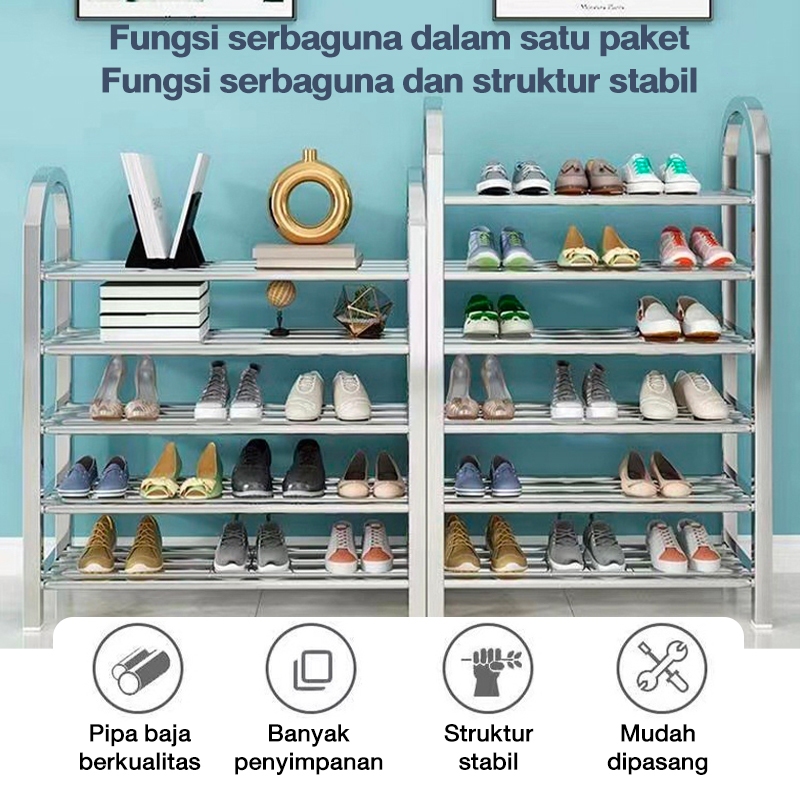 Jual Rak Sepatu Stainless 6 Susun Rak Sepatu Kokoh Tempat Sepatu Sendal ...