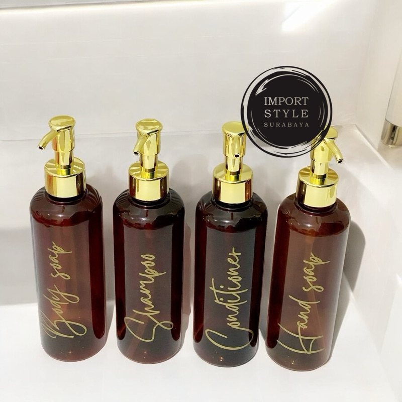 Jual botol coklat 250ml gold new pump luxury aesthetic bottle refill tempat sabun cair isi ulang ...