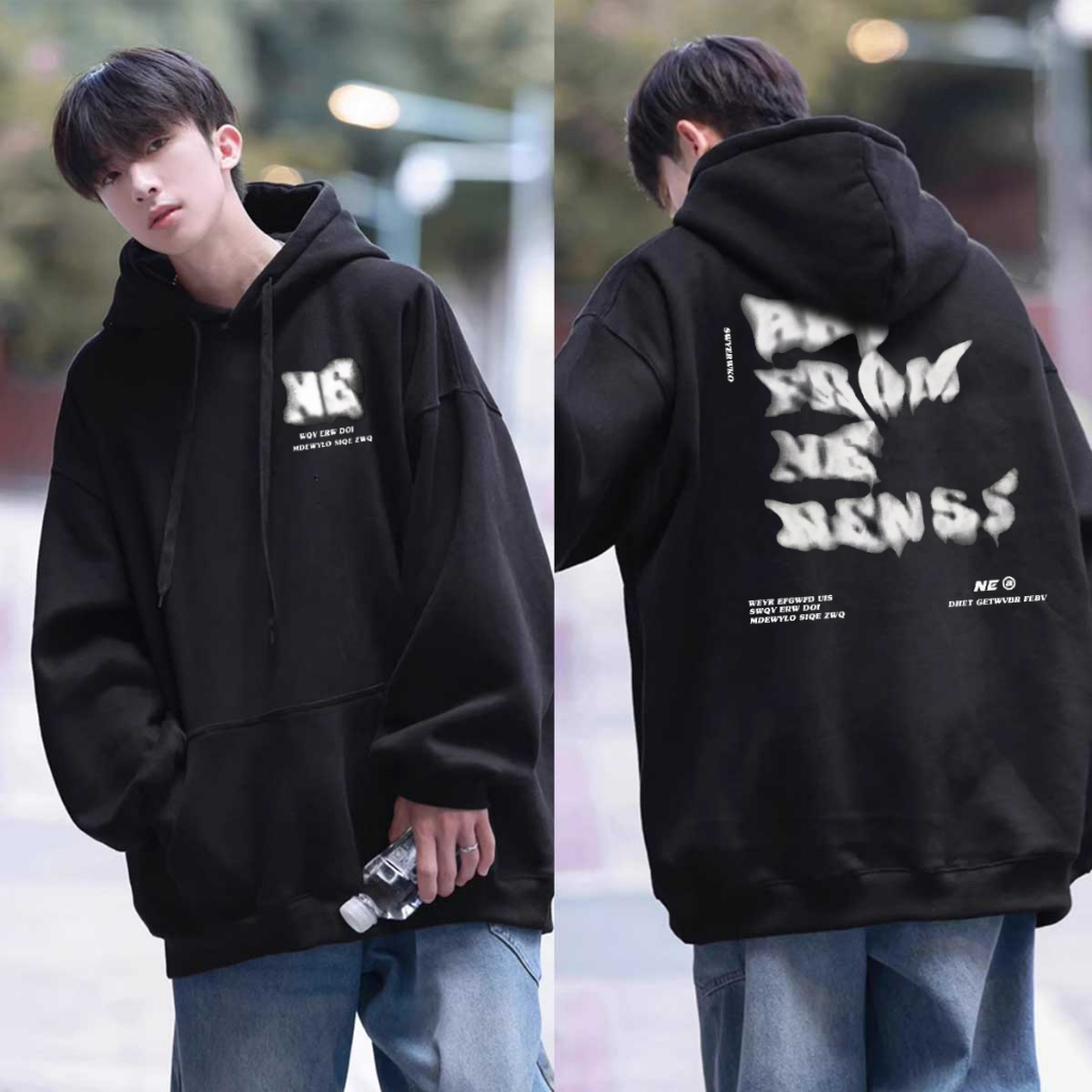 Jual NASA IDOL Jaket Sweater Hoodie Boxy Pria Oversize Hitam Lengan ...