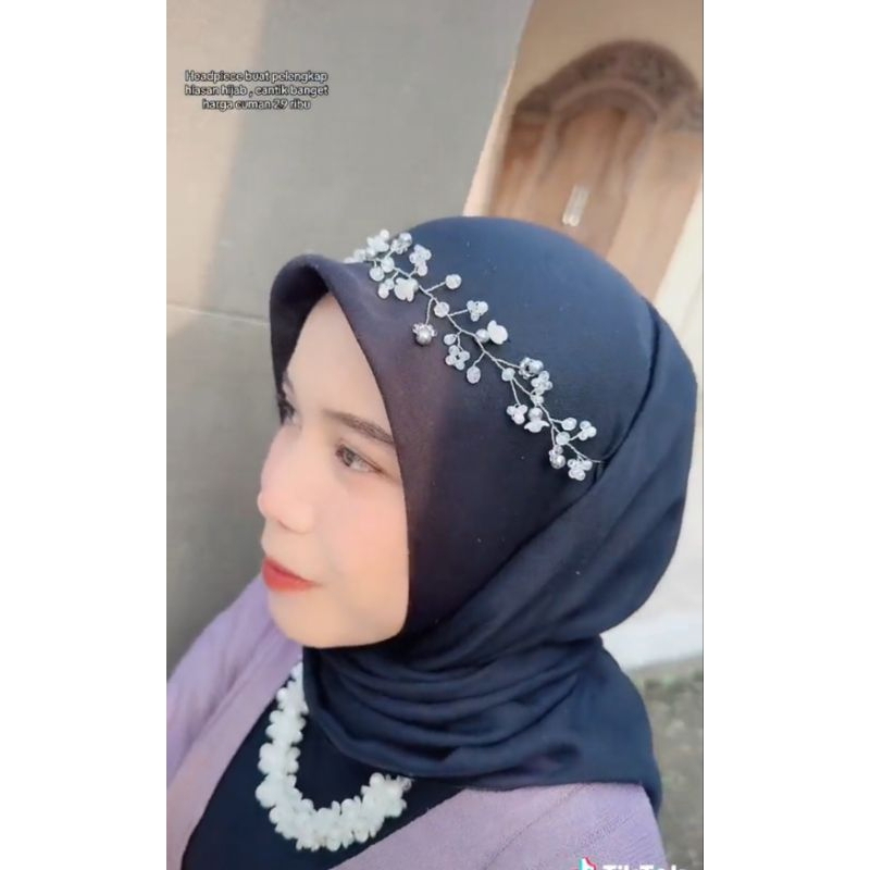 Jual hiasan hijab estetik / hiasan sanggup rambut / bando kawat pesta ...