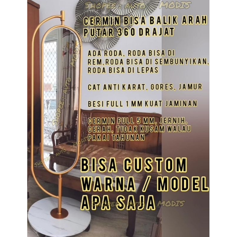 Jual CERMIN MIRROR KACA FULL BODY SELURUH BADAN KAMAR PAS FULLBODY ...
