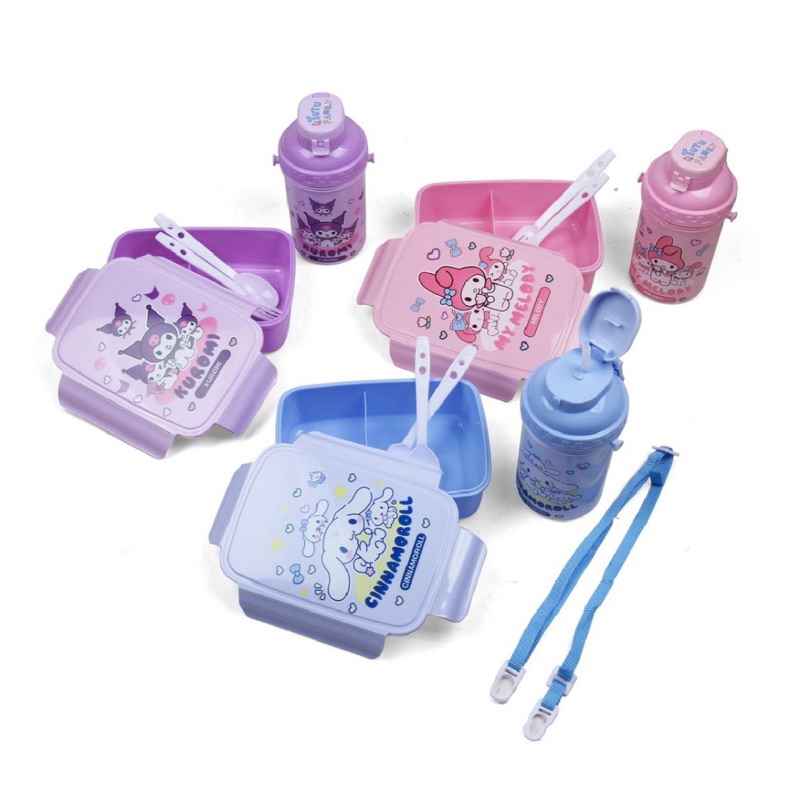 Jual Lunch Box Set Kotak Makan dan Botol Minum Sanrio KUROMI My Melody Cinnamoroll 3116 BPA FREE ...