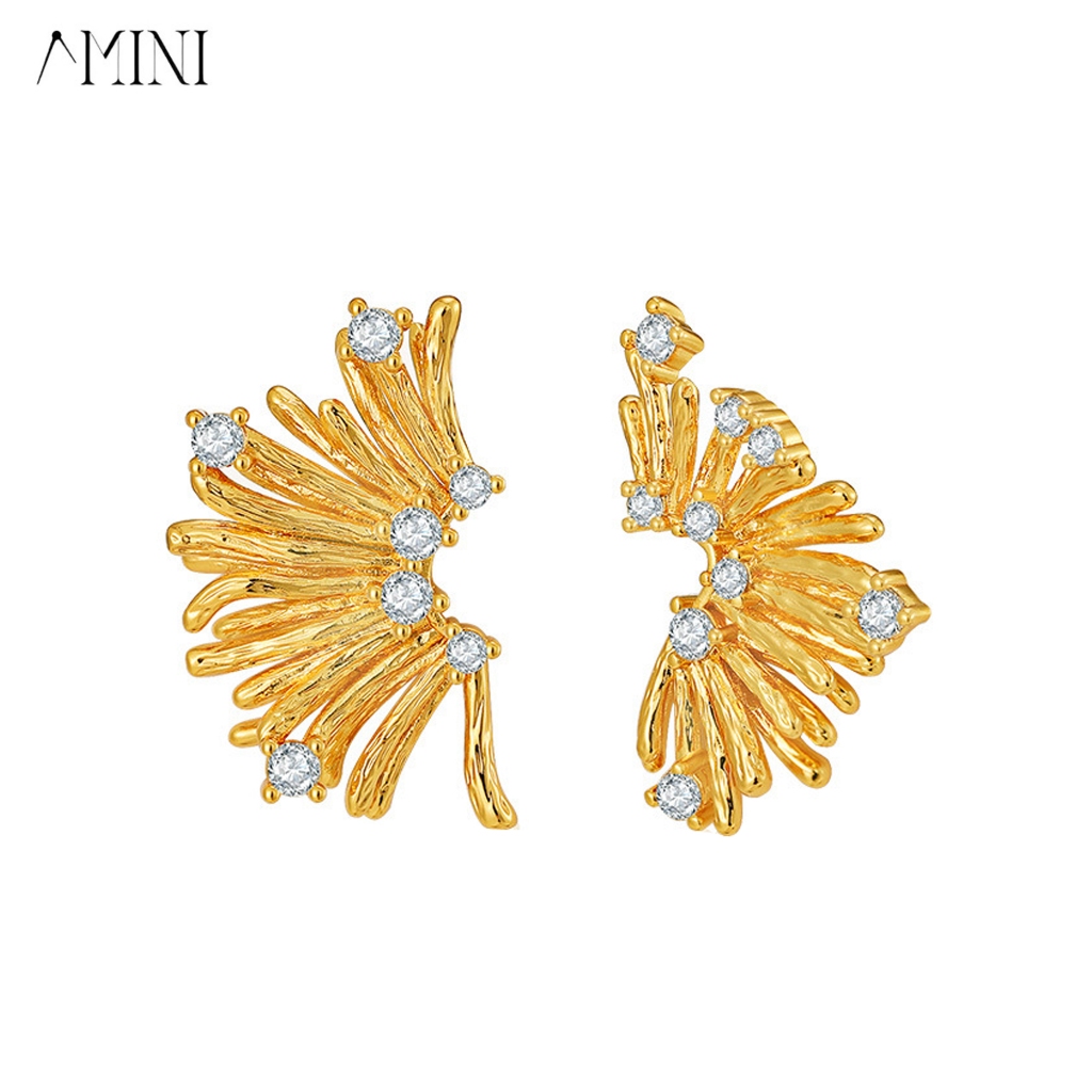 Jual AMINI Anting Titanium Wanita Emas Anti Karat Model Kembang Api ...