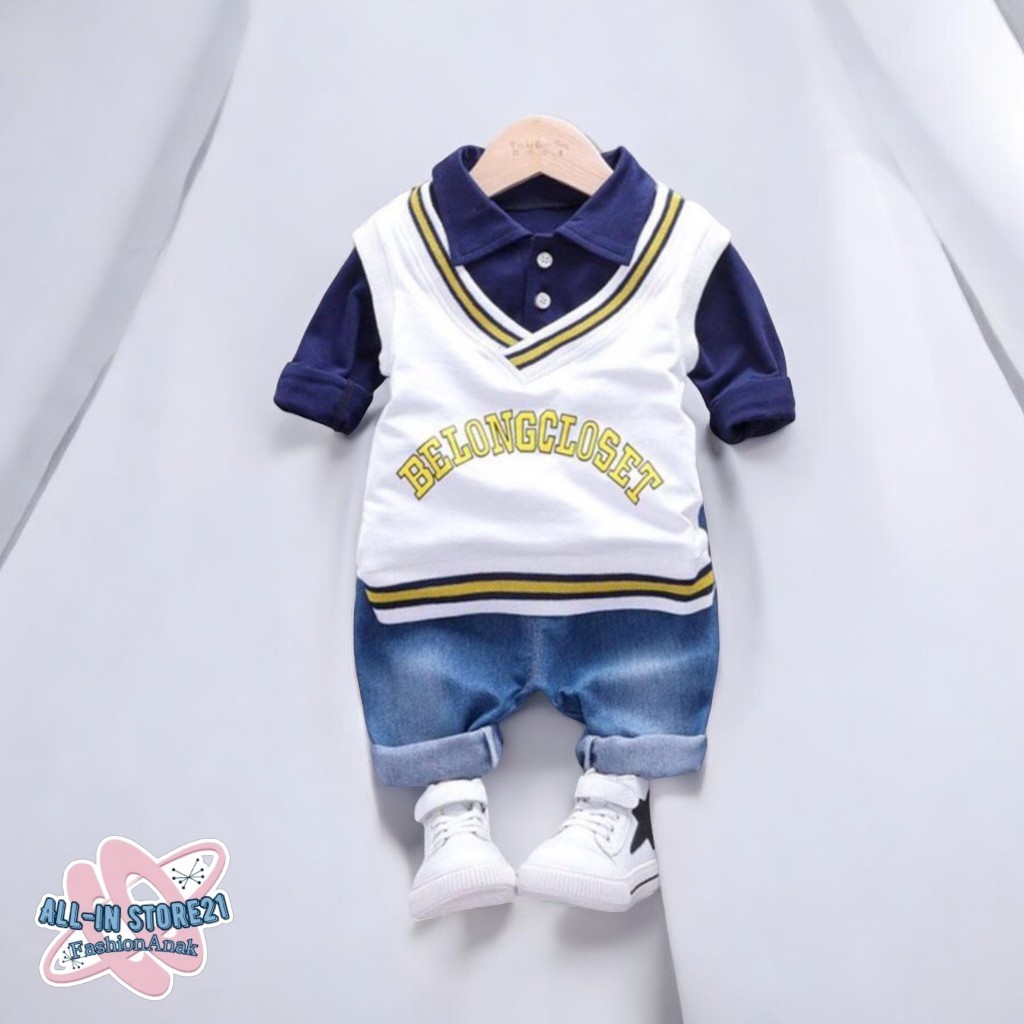 Jual SETELAN ROMPI DENIM 3 IN 1 TERBARU 1-5 TAHUN PAKAIAN BAJU ROMPI ...