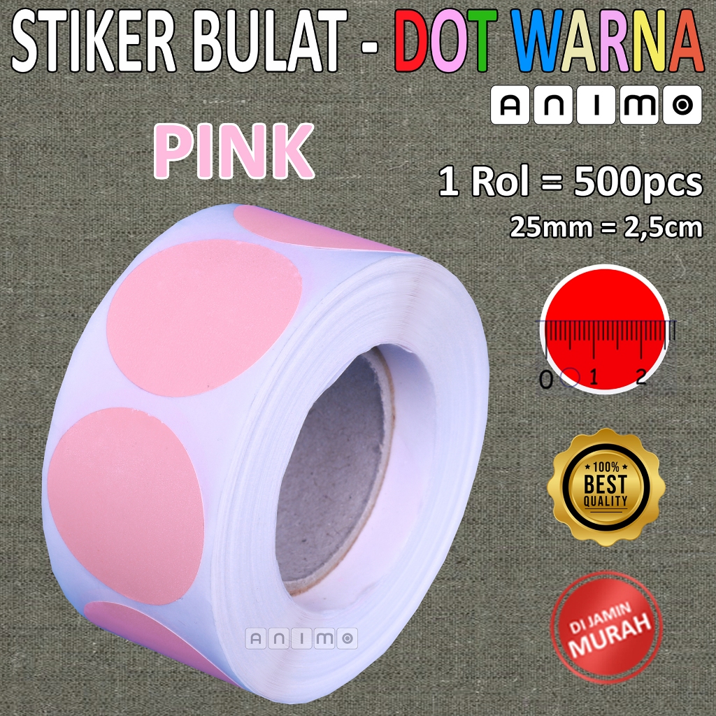 Jual Stiker Bulat Warna - COLOR DOT STICKERS - ROL 25 MM = 2,5 CM ...