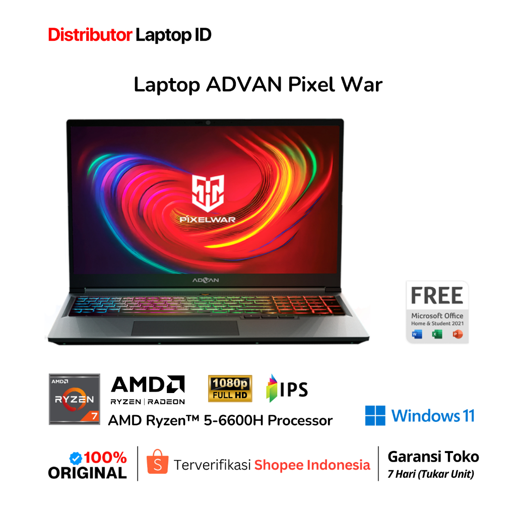 Jual ADVAN PIXEL WAR / RYZEN 5 6600H Radeon RX6500M / RAM 16GB 512GB ...