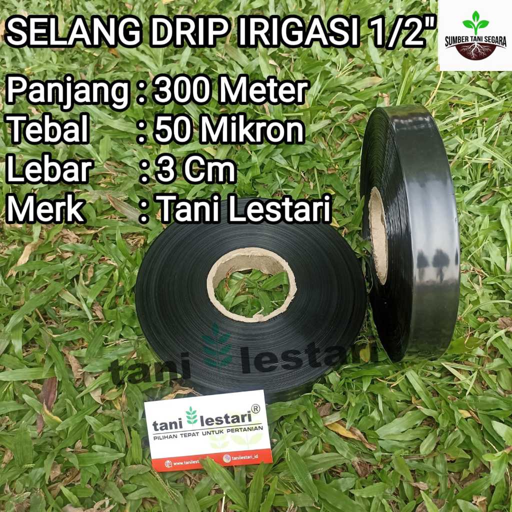 Jual SELANG DRIP IRIGASI 1/2" INCH 300 METER MTR 50 MIKRON TANI LESTARI ...
