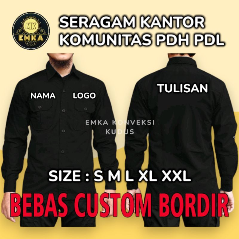 Jual Baju Kemeja Kerja Kantor Komunitas PDH PDL HITAM | Shopee Indonesia