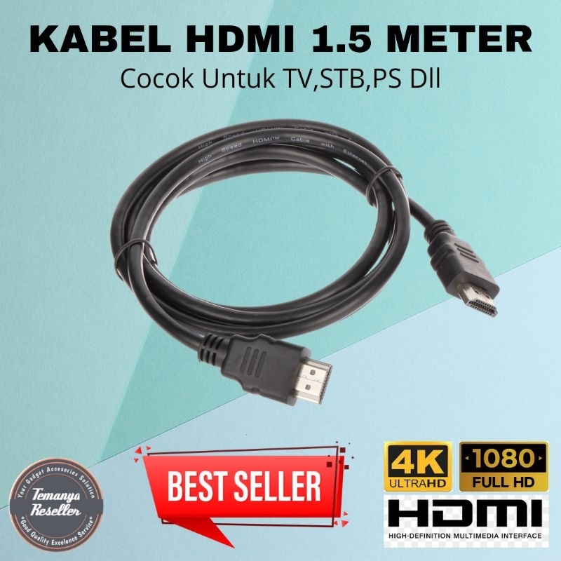 Jual Kabel HDMI Male To Male 1.5 Meter Full HD Cocok Untuk TV STB SET ...