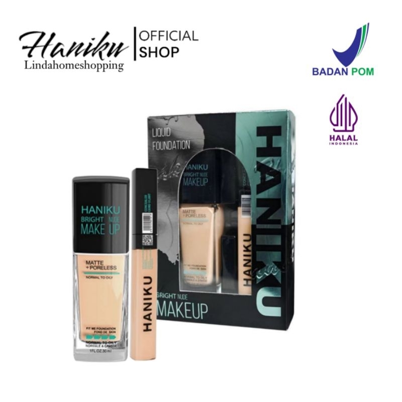 Jual ( 1 set ) Foundation+ conclear haniku / Haniku Bright Nude makeup ...