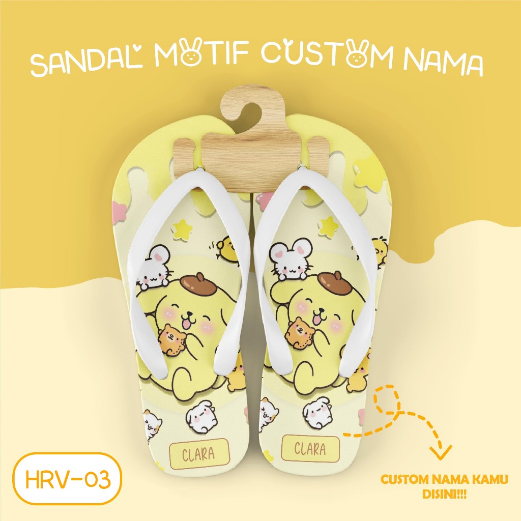 Jual [SANDAL JEPIT V2] Pompompurin Custom Nama (HRV-03), Harvestella ...