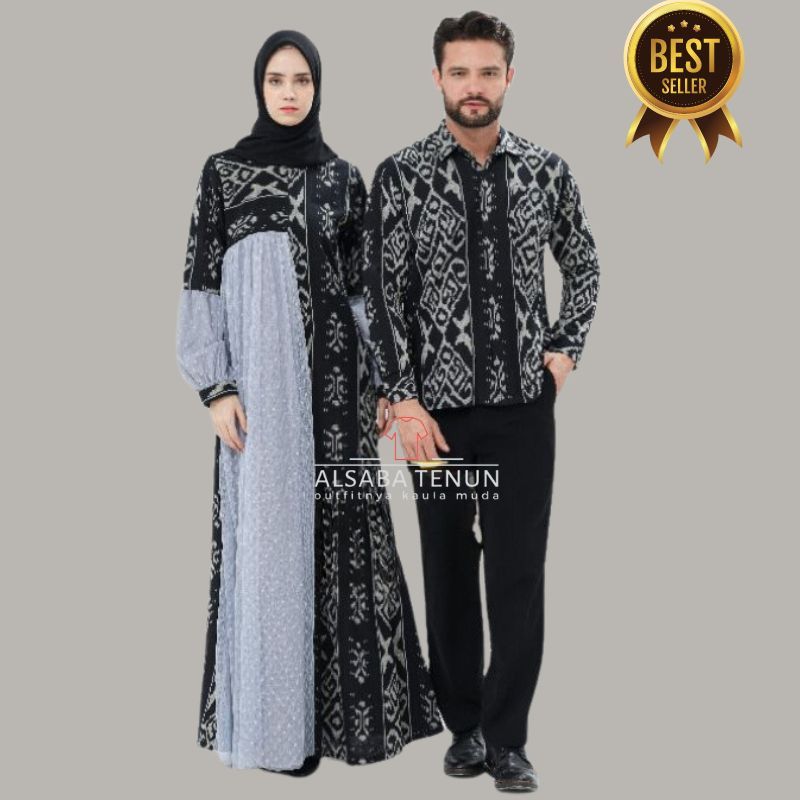 Jual gamis songket baju couple tenun etnik kondangan etnik pasangan set baju seragam pesta ...